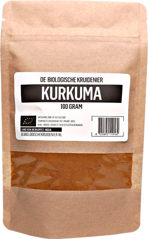 De Biologische Kruidenier Kurkuma poeder - 100gr - biologisch - gemalen ...