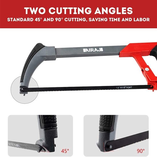 Metaalzaag 300MM, Handheld ijzerzaag met 10 verwisselbare bladen, 45 ...