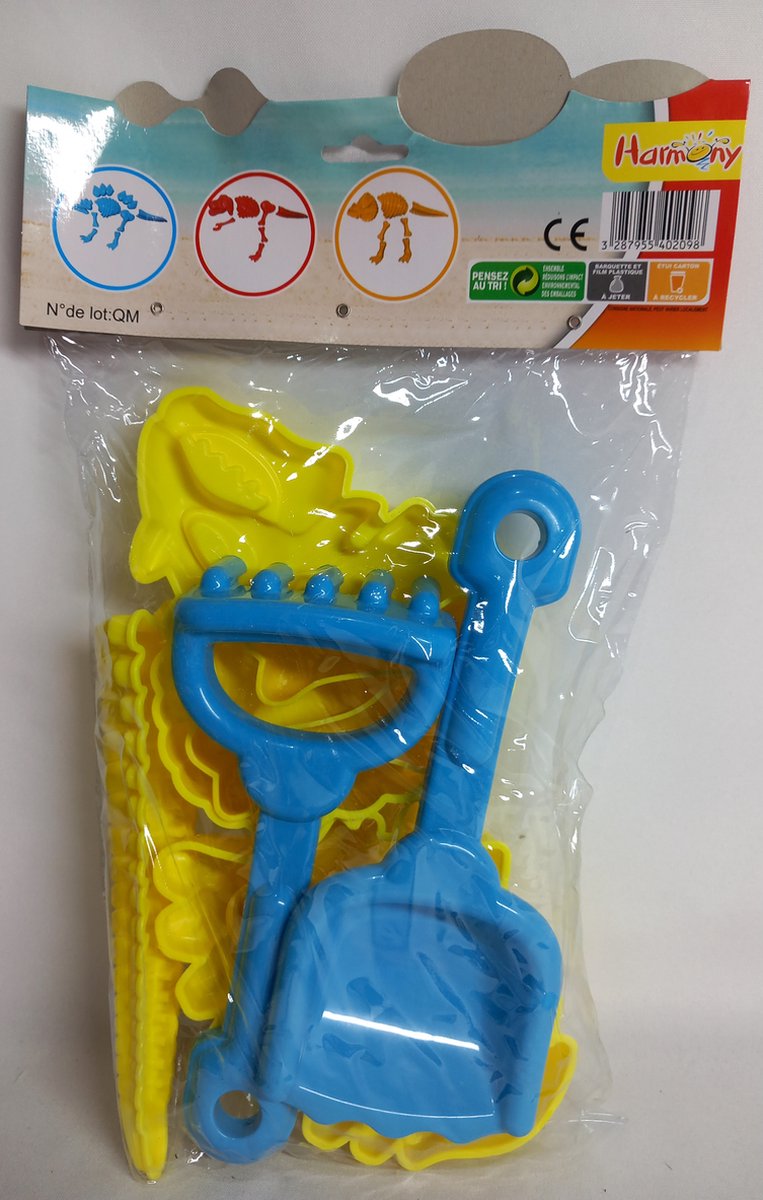 Dino - Strandset - Zandvormpjes - Zandbak Speelgoed - Inclusief Schepje ...