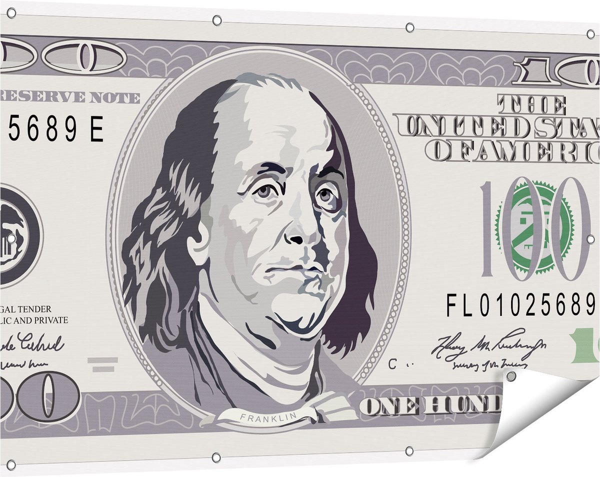 Gards Tuinposter Geld Dollar Biljet - Briefje van 100 Dollar - 120x80 ...