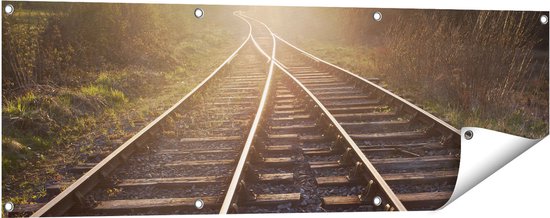 Gards Tuinposter Twee Kruisende Rails Spoorwegen - 120x40 cm - Tuindoek ...