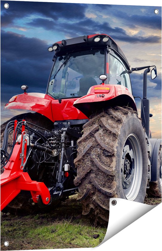 Gards Tuinposter Rode Tractor bij Zonsondergang - Trekker - 60x80 cm ...