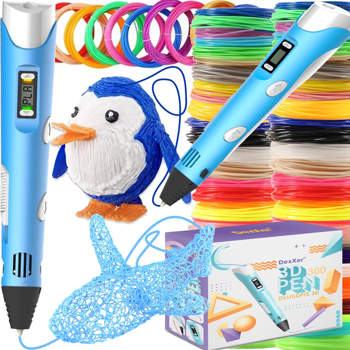 Kids 3D Pen Starterspakket Blauw XXL - 120M Filament - 15 Kleuren Vullingen +... | bol.com