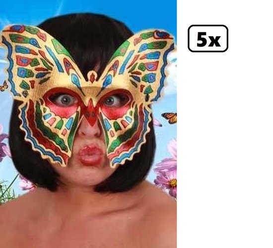 5x Oogmasker Paradijs vlinder - Festival venetie thema feest party ...