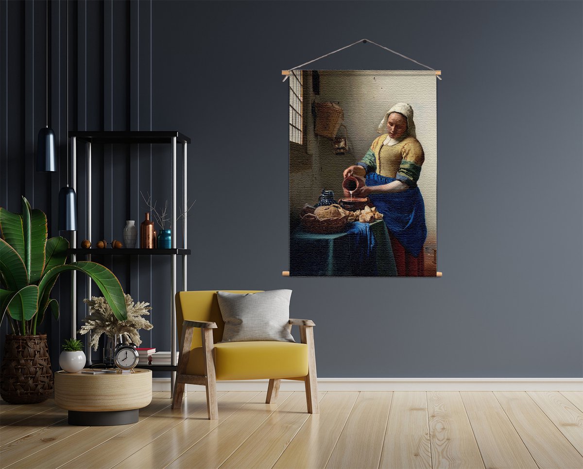 Textielposter Johannes Vermeer Het Melkmeisje 1660 XL (125 X 90 CM) - Wandkleed -... | bol.com