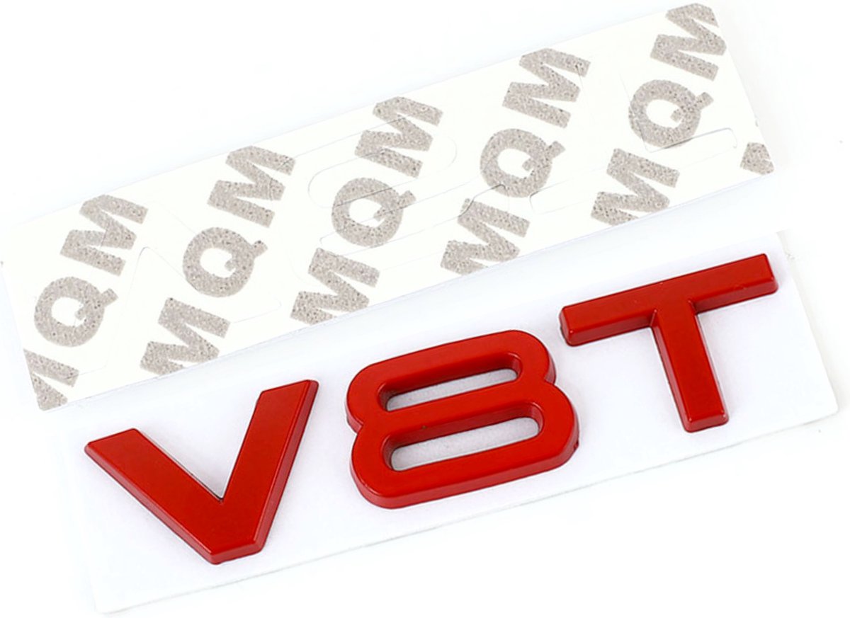 Auto Embleem V8T - Glossy Rood - Zelfklevende Badge - V8 Logo voor Alle ...