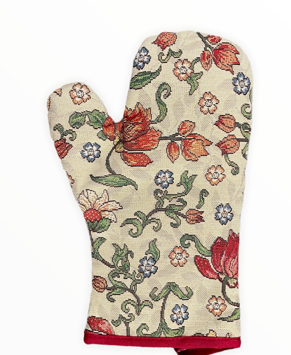 Pannenwant - luxe gobelinstof - Maggie - Rood en Oranje - Bloemen | bol.com