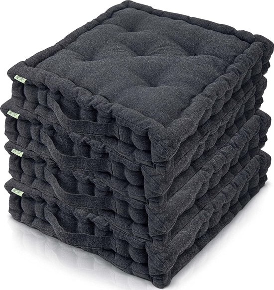 Comfortabel vloerkussen, set van 4, voor binnen en buiten, stevige zitkussens, 40 x 40... | bol.com