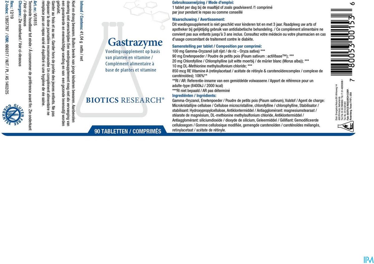 Biotics Gastrazyme Vit U | bol.com