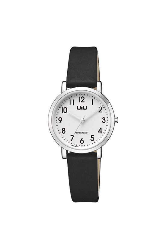 Q&Q - Q58A-007PY-dames horloge -waterresistant-zilverkleurig-zwarte ...