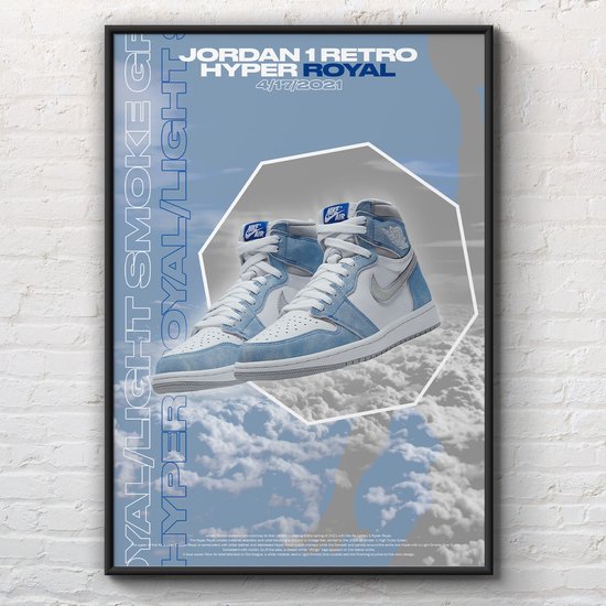 Sneaker Poster - Jordan 1 High Hyper Royal - 30x40cm - Poster | bol.com