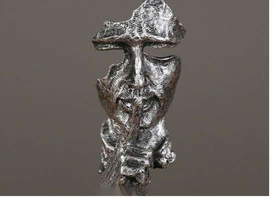 Creatieve Stilte Zilveren Standbeeld Hars Denker Sculptuur Beeldje ...