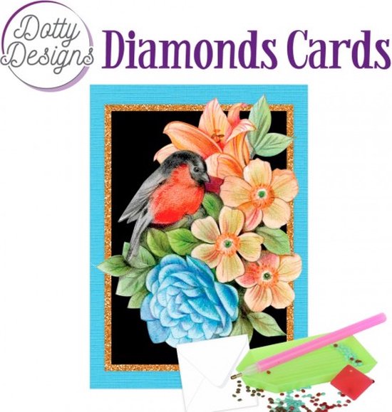 Diamond painting kaart Dotty Designs Diamond Cards - Red Bird | bol.com