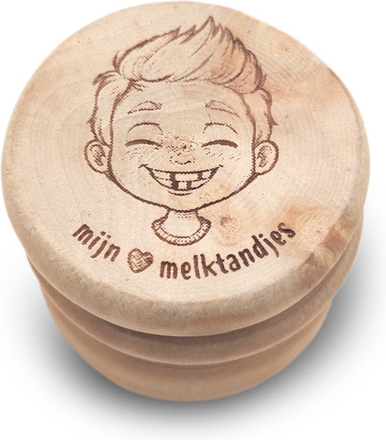Melktandendoosje - Hout - Jongen - Tandendoosje - Rond - Baby In Red | bol