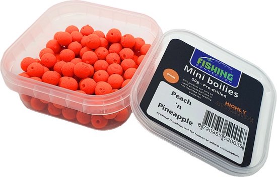 Mini Boilies (pre-drilled) 'Peach 'n Pineapple' 9mm - 50g - Method ...