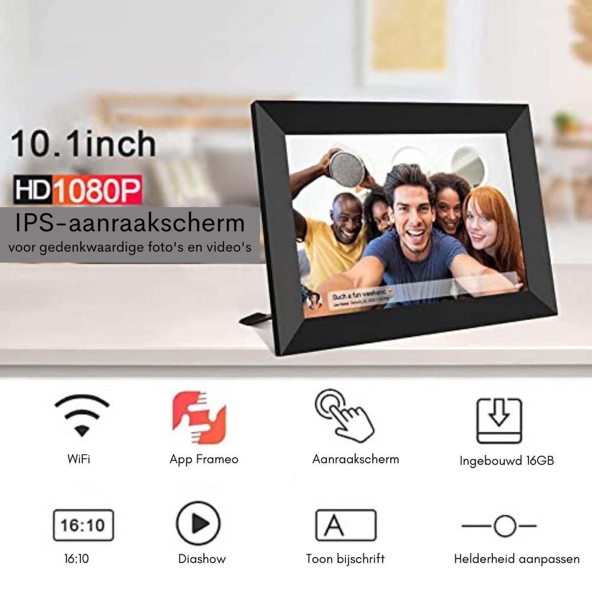 Digitale Fotolijst - WLAN - Elektronische Fotolijst met IPS-Touchscreen ...