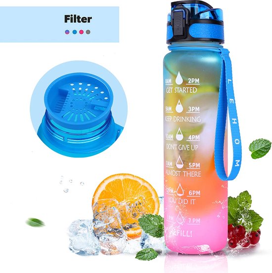 Drinkfles, 1 liter, lekvrij, sportfles, BPA-vrij, tritaan, fietsfles ...