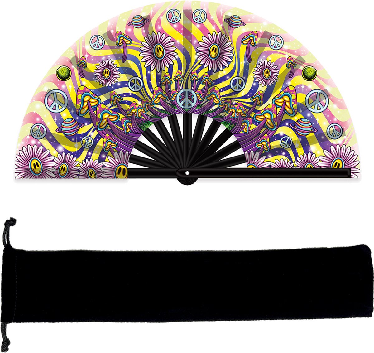 XXL festival waaier - Handwaaier - Spaanse waaier - Flower Power - Hippie - Inclusief... | bol.com