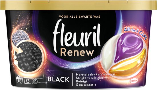 Fleuril Wasmiddel Capsules Renew Zwart - 8 x 15 stuks ...