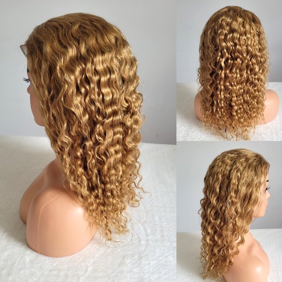 Braziliaanse Remy haren pruik 16 inch - Honing blonde diep golf haren ...
