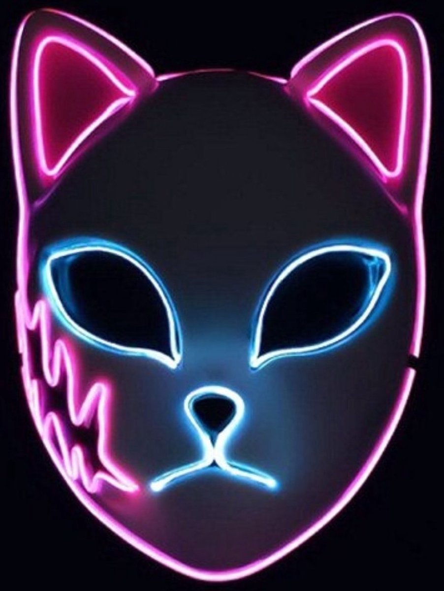 Anime Masker Vos - Purge Masker - Glow in the Dark Masker - Met Roze ...