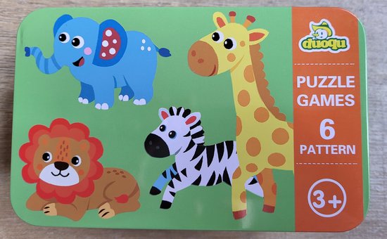 Puzzels 6 in 1 - 6 puzzels in blik - Puzzel dieren - Puzzel voor ...