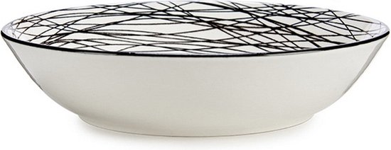 Diep bord Strepen Porselein Zwart Wit (20 x 4,7 x 20 cm) | bol.com