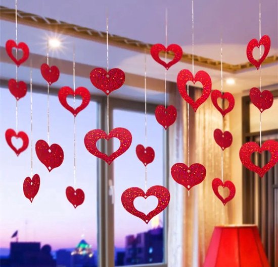Akyol - Hartjes decoratie slinger – Valentijn-slingers met hart ...