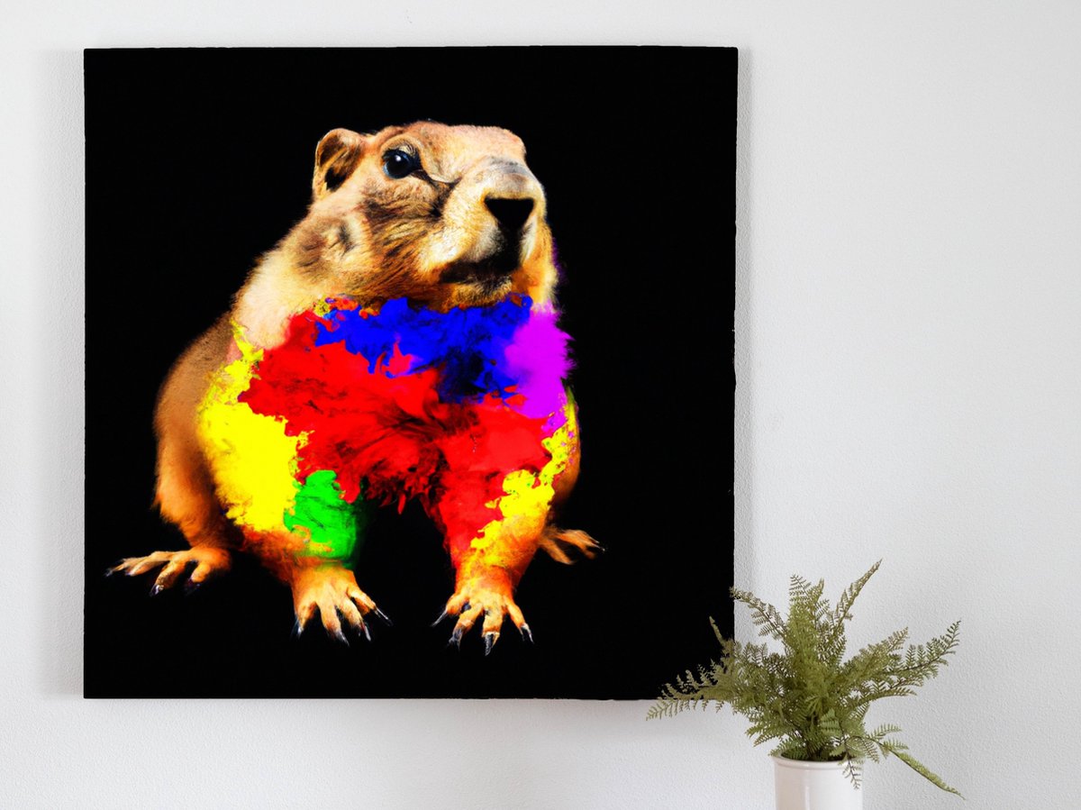 Vibrant Gopher Burst kunst - 60x60 centimeter op Canvas | Foto op ...