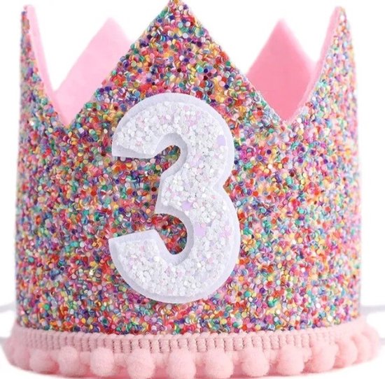 Haarkroon-haarband-verjaardag-kroon-3 jaar-kinderverjaardag ...