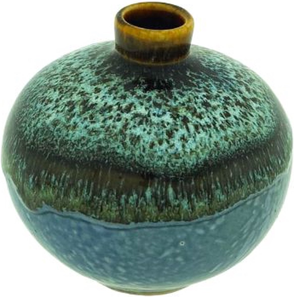 Knopvaasje blauw/grijs drip - Klein vaasje - keramisch vaasje volledig ...