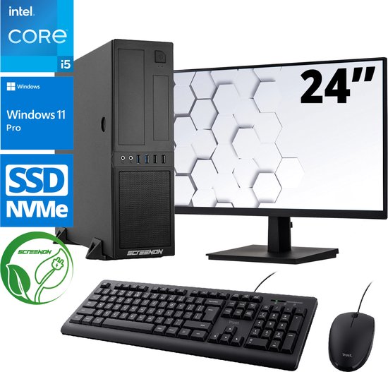 Intel Compleet PC SET | Intel Core i5 | 16 GB DDR4 | 500 GB SSD + 24 ...