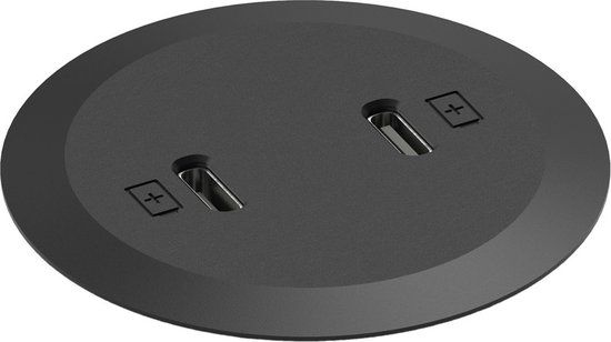 Powerdot mini 51mm dubbele inbouw USB-C lader, zwart | bol