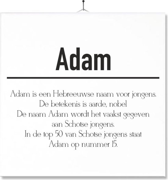 Tegel Met Opdruk | Betekenis | Kado | Cadeau | Met Naam - Adam | bol