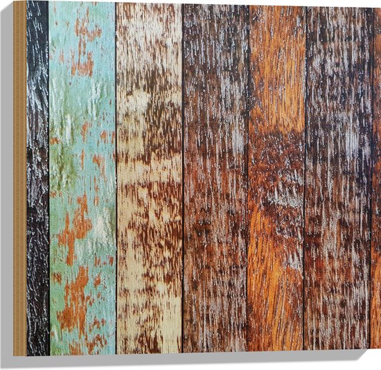 Hout - Houten Planken op een Rijtje met Verschillende Kleuren - 50x50 ...