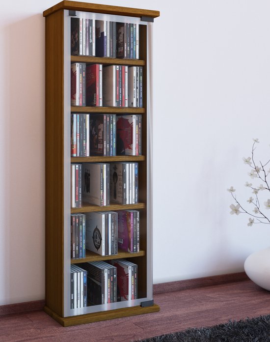 VCM Houten CD DVD Stand Shelf Kabinet Opbergvloer Stand Klassiek Glazen ...