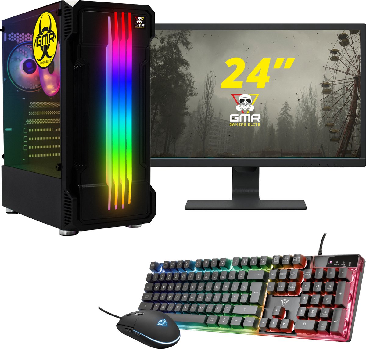 Complete Ryzen 5 Budget 6-Core Game PC Setup met 24" Gaming Monitor ...