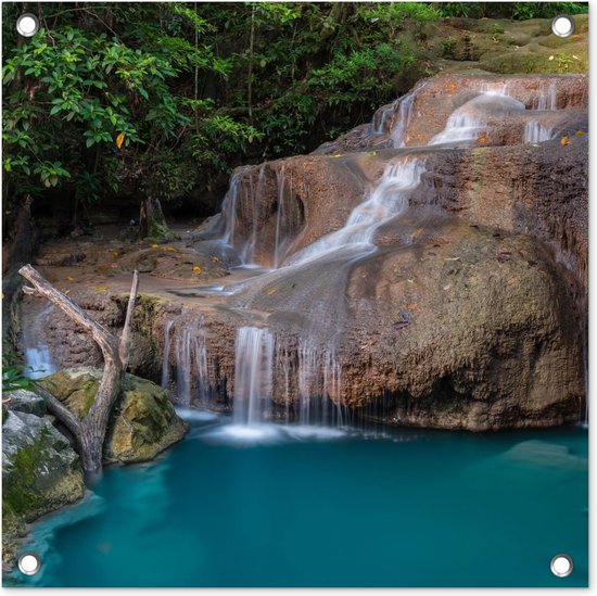 Tuinposter - Waterval - Water - Natuur - Rots - Stenen - 50x50 cm ...