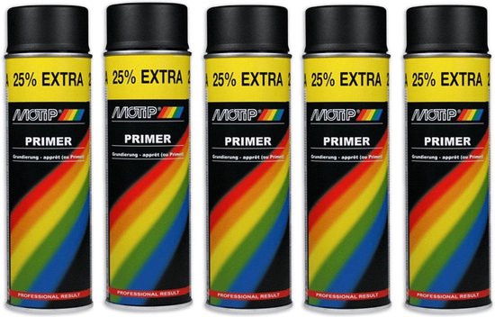 Motip verf primer Grondverf 5 stuks Spuitbus Primer zwart sneldrogend ...