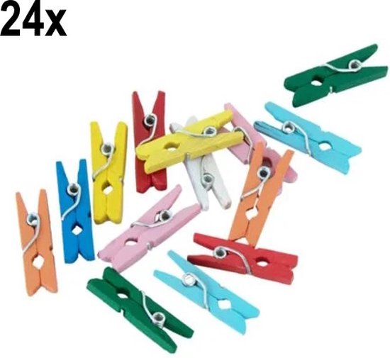 24x Mini Houten Knijpers Gemixt | bol