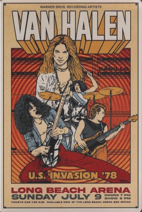 Wandbord Muziek Concert - Van Halen U.S. Invasion Tour 1978 | bol