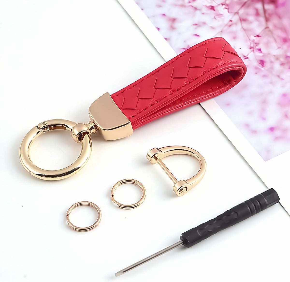 Luxe Leren & Metaal Sleutelhanger voor Volwassenen - Auto Sleutelhouder ...