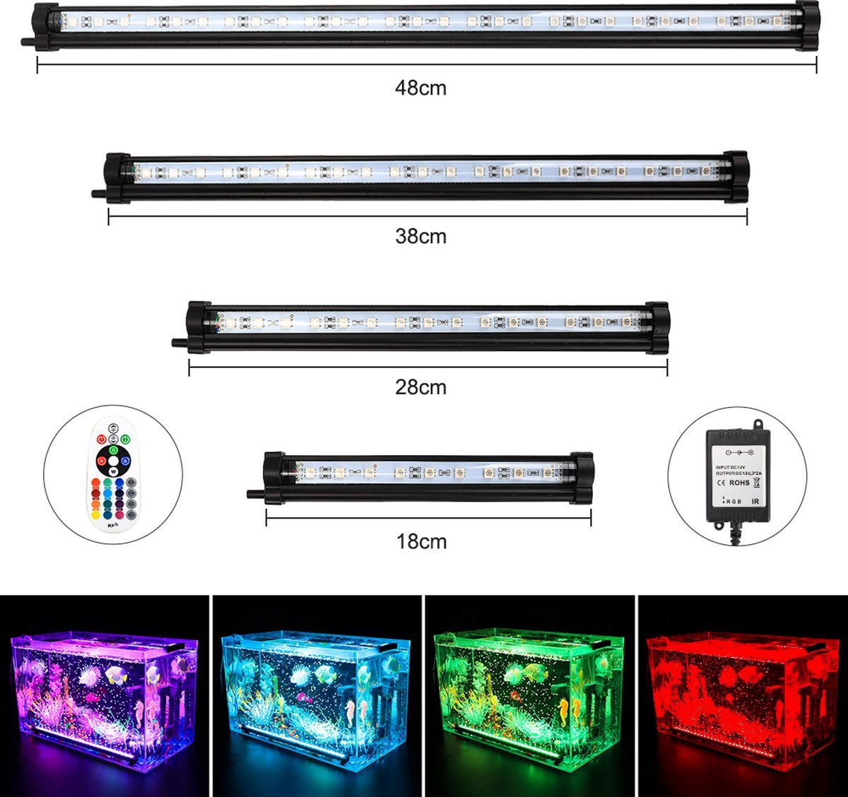 Aquarium RGB verlichting – Verlichting met bubbels - RGB aquarium met ...