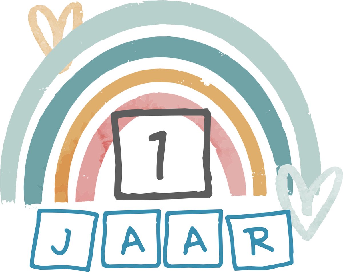 32x 1 JAAR - Baby Peuter Kinder Verjaardag Stickers - Leuk Regenboog ...