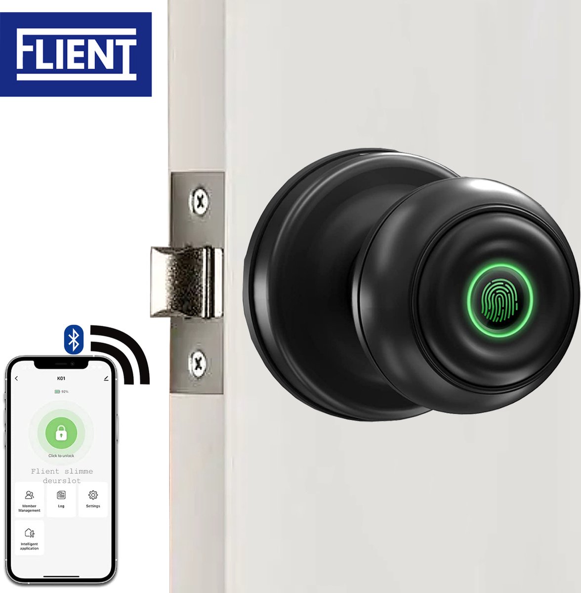 Flient® Slimme Deurslot - Smart Doorlock - Deurknop Met Vingerafdruk ...