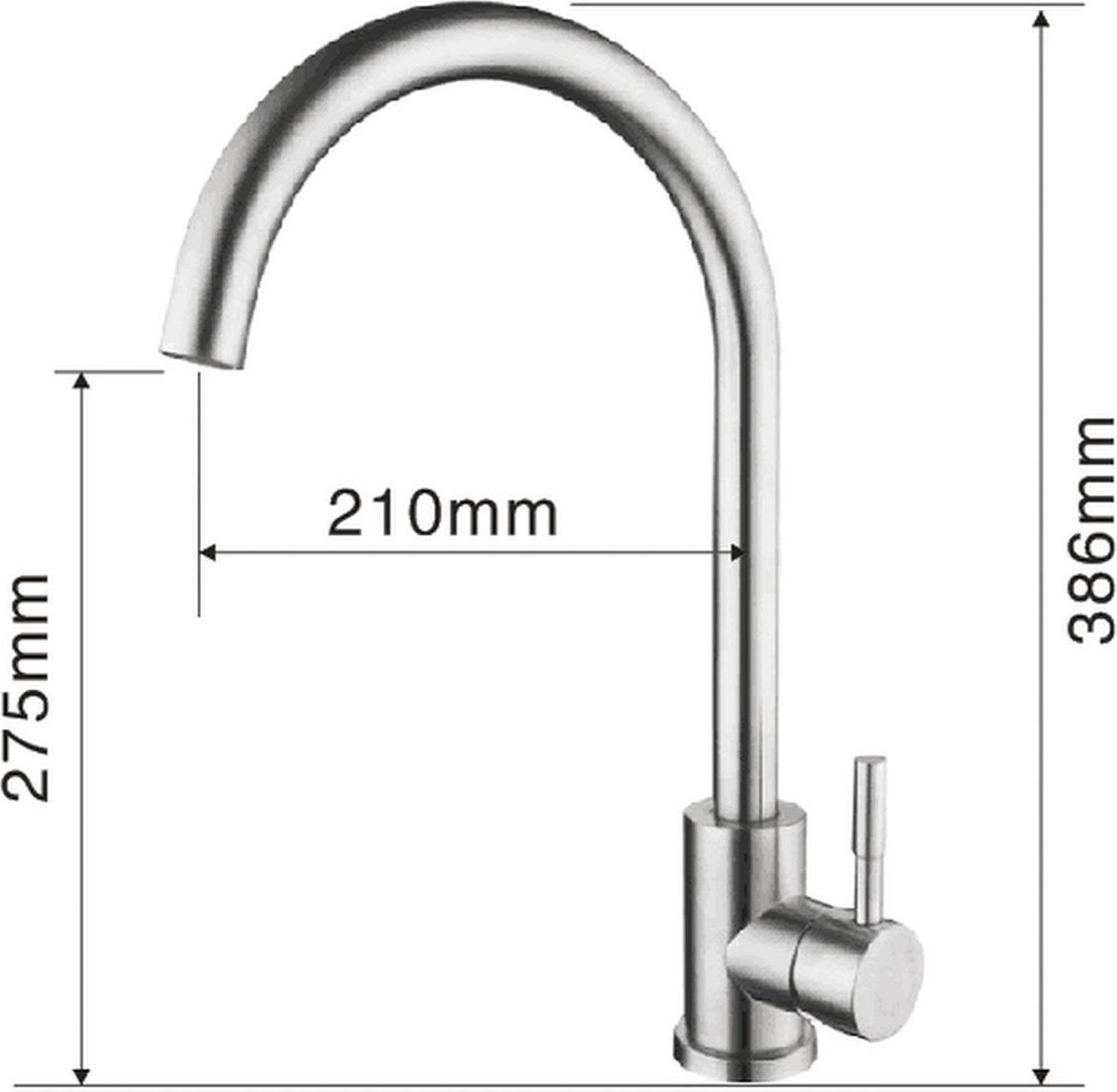 EDMONDO Geborsteld RVS Keukenkraan 8600 - Mengkraan - C-uitloop - Modern - Rond -... | bol.com