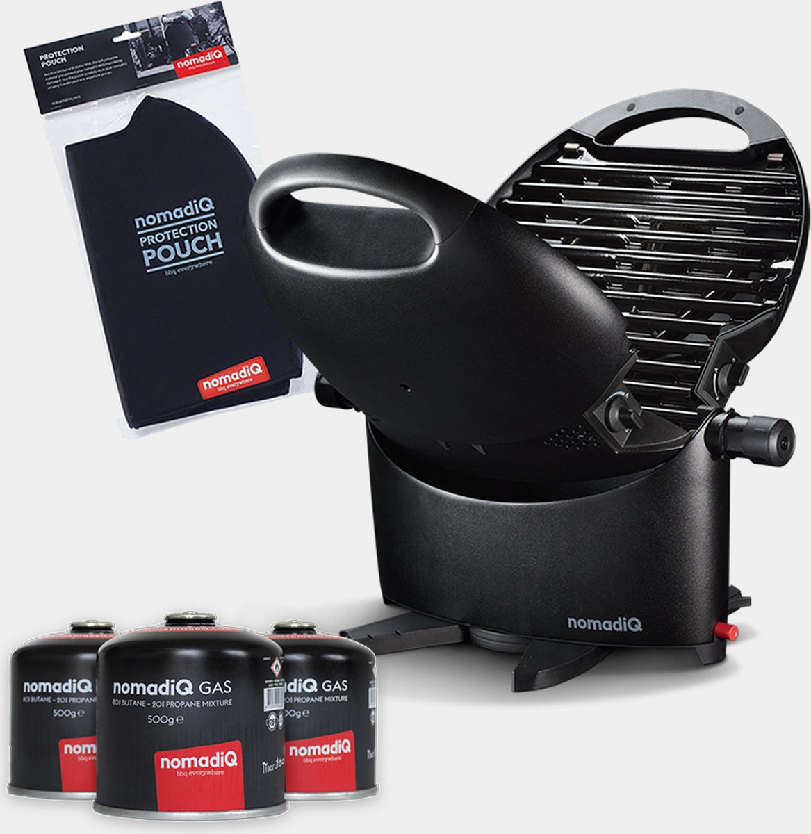 nomadiQ BASIC barbecue pakket - De ultieme gas barbecue met beschermhoes en 3-pack... | bol.com