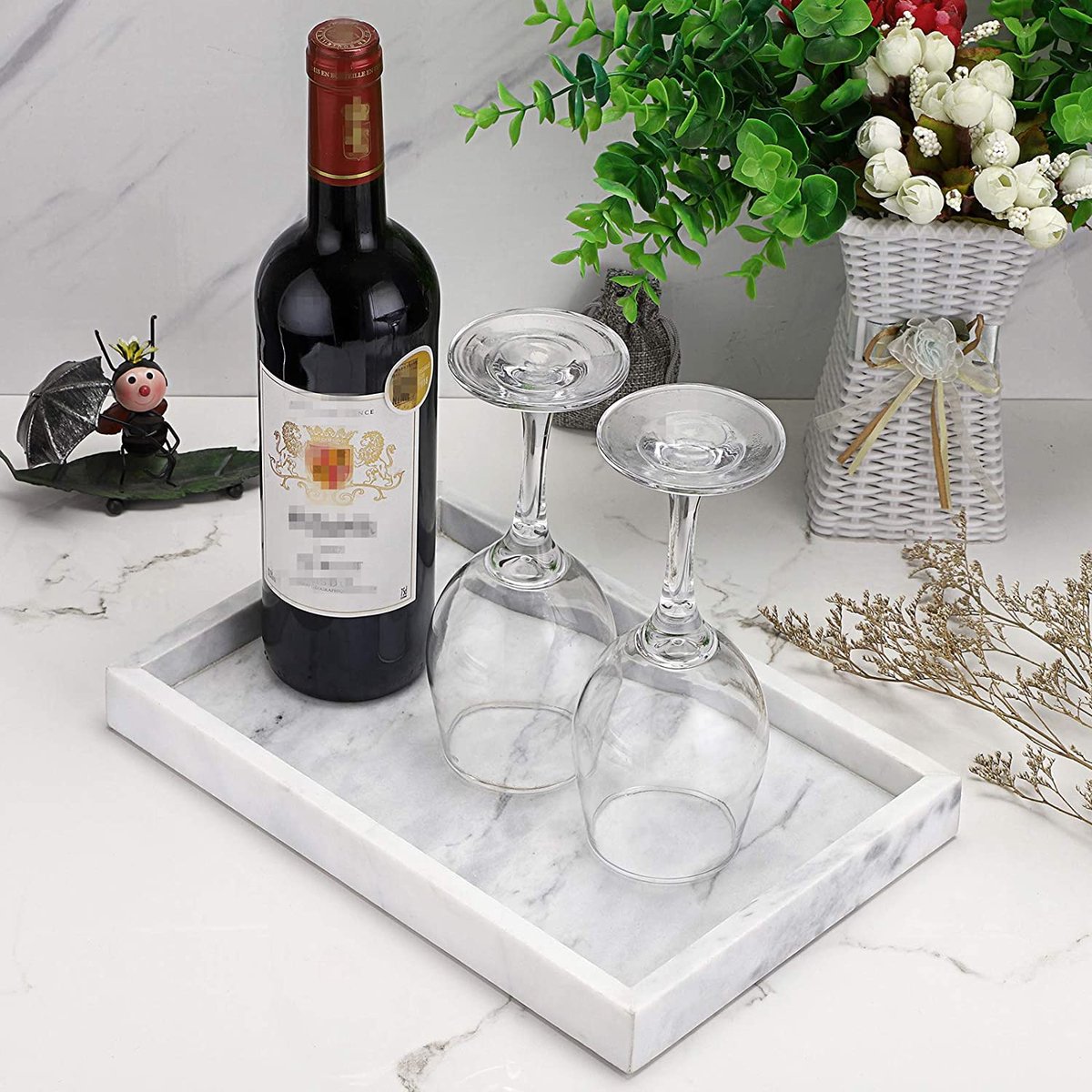 Marmeren dienblad Grijs dienblad Dienblad Sieradenbord voor salontafel ...