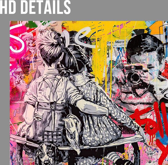 Allernieuwste.nl® Canvas Schilderij Banksy Art Liefde is alles wat we nodig hebben -... | bol.com