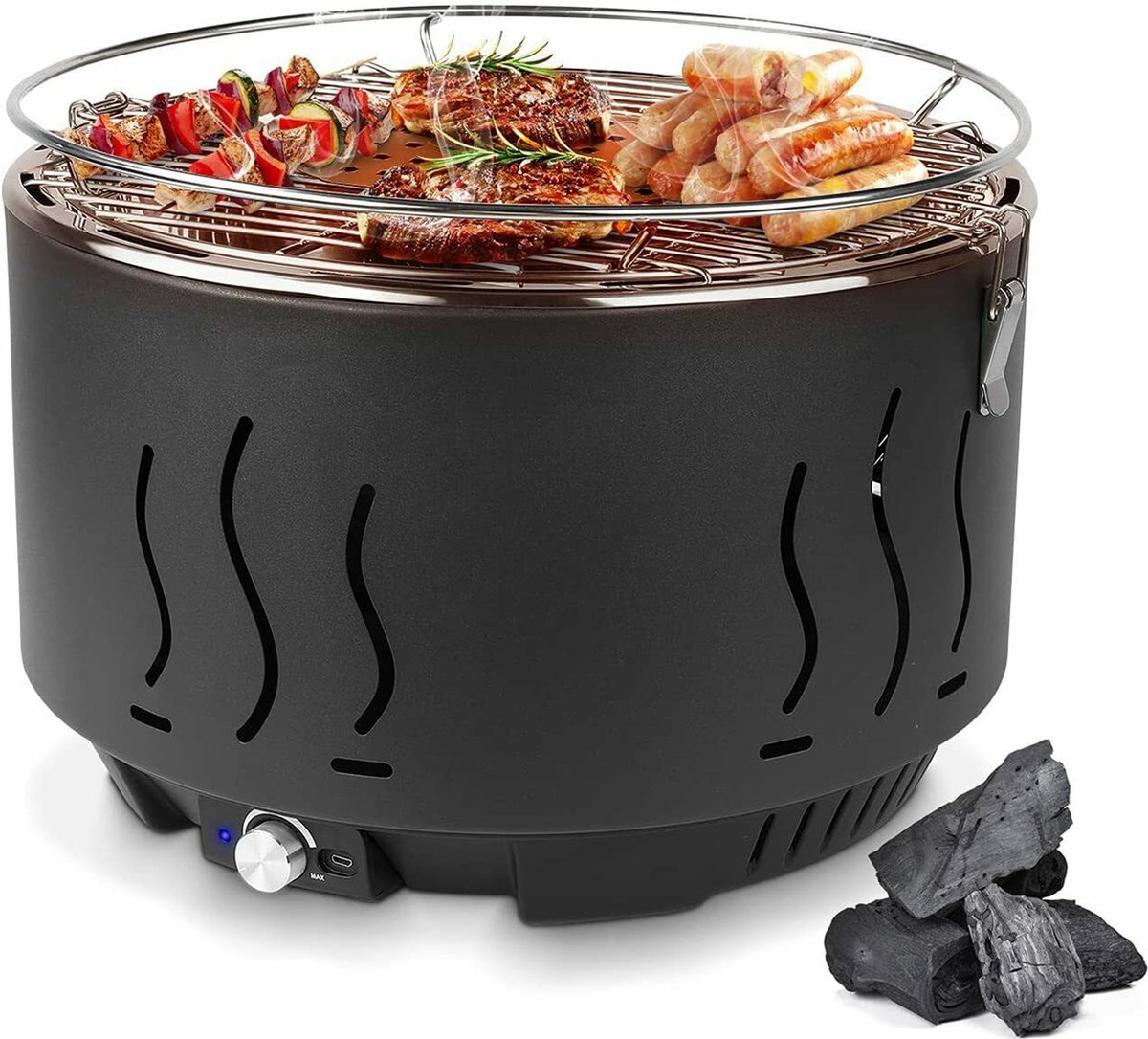 Barbecue à Charbon de bois Happyment - Alimenté par batterie - BBQ ...